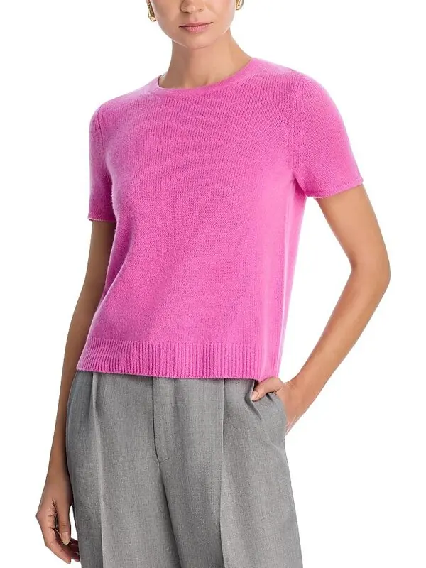 Bloomingdale'S C Exclusive Cashmere Short Sleeve Shell Top - Candy Pink