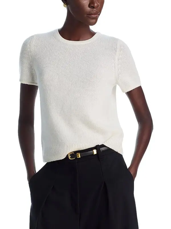 Bloomingdale'S C Exclusive Cashmere Short Sleeve Shell Top - Ivory