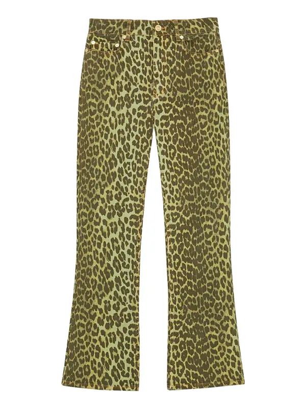 GANNI Betzy Animal Print Jeans - Yellow