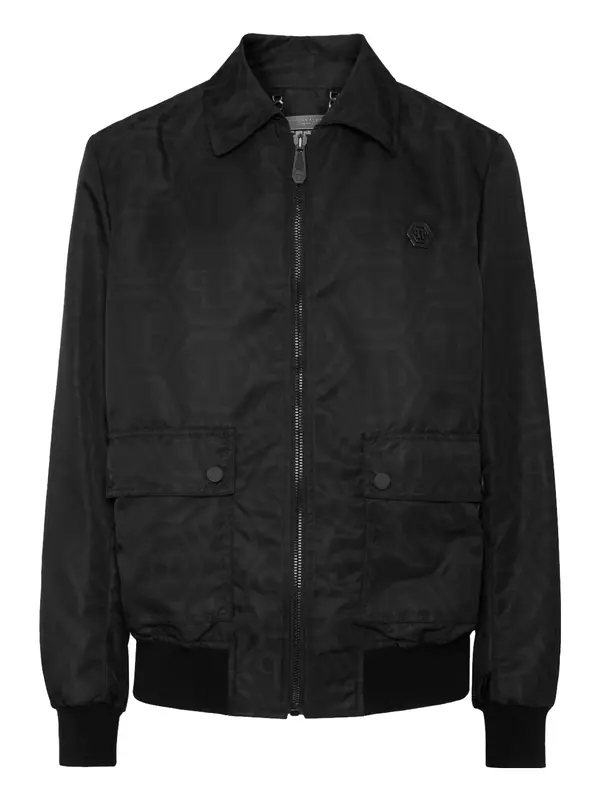 Philipp Plein Monogram-jacquard Bomber Jacket - Black