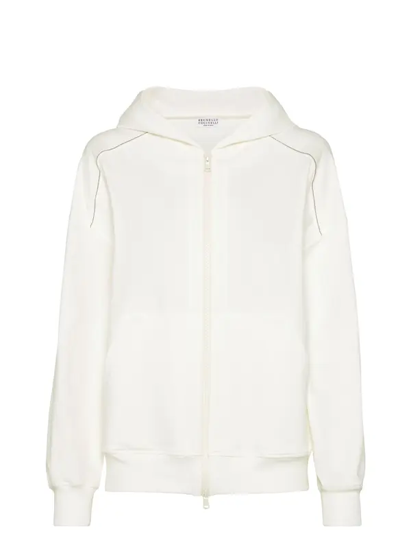 Brunello Cucinelli Monili Embellished Hoodie - White
