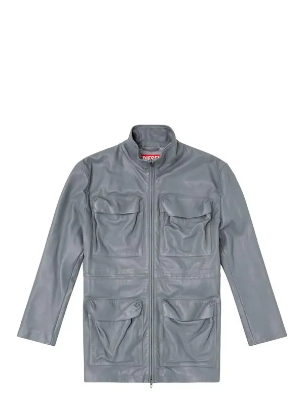 DIESEL® L-wen Leather Jacket - Grey