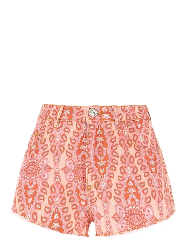 Etro Paisley-print Denim Shorts - Pink