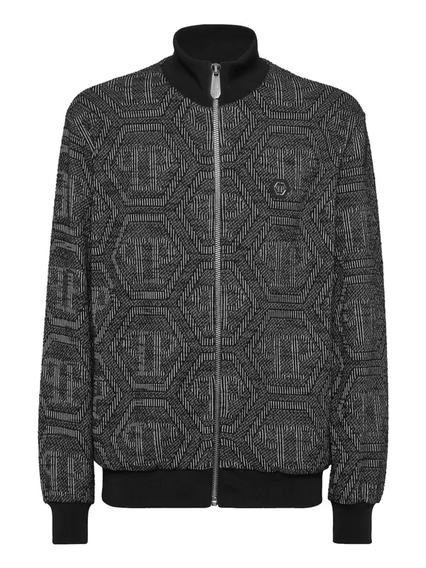 Philipp Plein Monogram-jacquard Bomber Jacket - Black