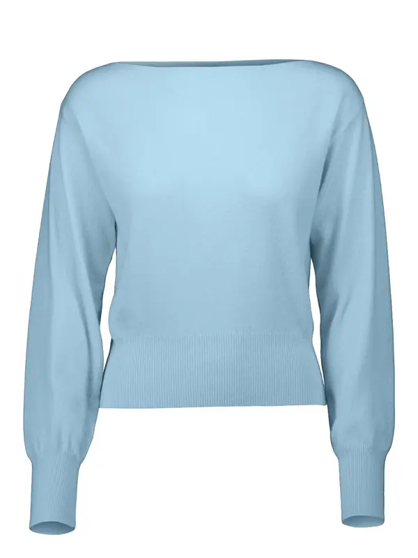 ALLUDE Boat-neck Jumper - Blue