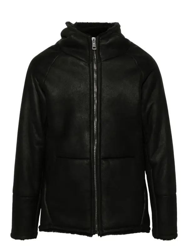 ERALDO Hooded Leather Jacket - Black