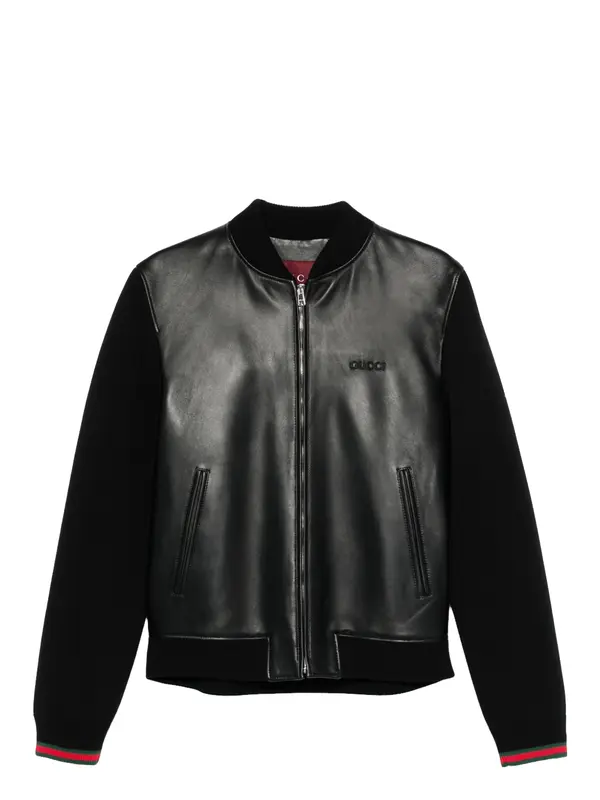 Gucci Leather Bomber Jacket - Black