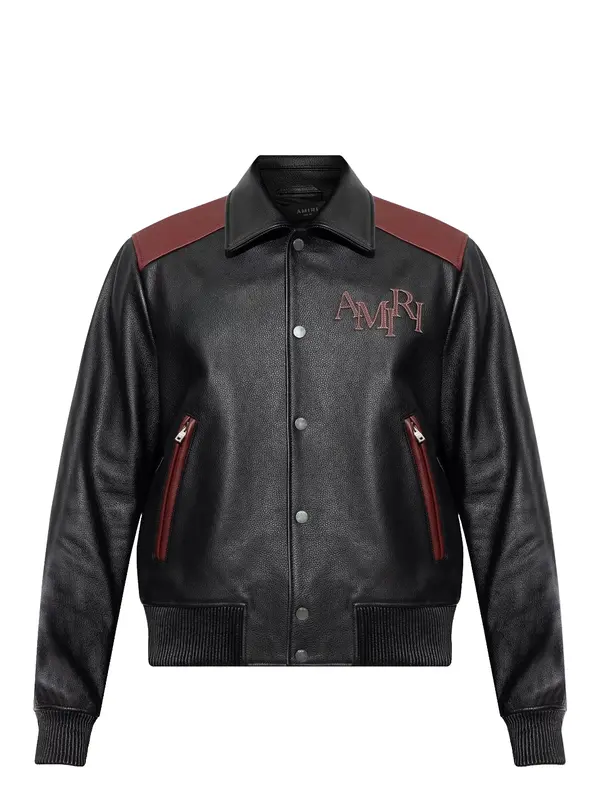 Amiri Logo-patch Leather Jacket - Black