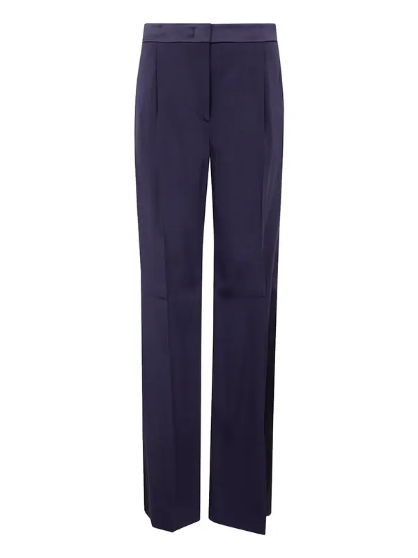 Alberta Ferretti Satin-trim Trousers - Blue