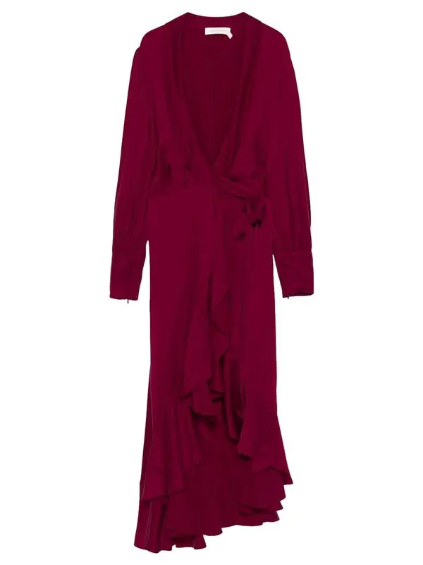 Zimmermann Wrap Silk Midi Dress - Red