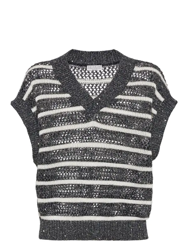 Brunello Cucinelli Sequin-embellished Top - Grey