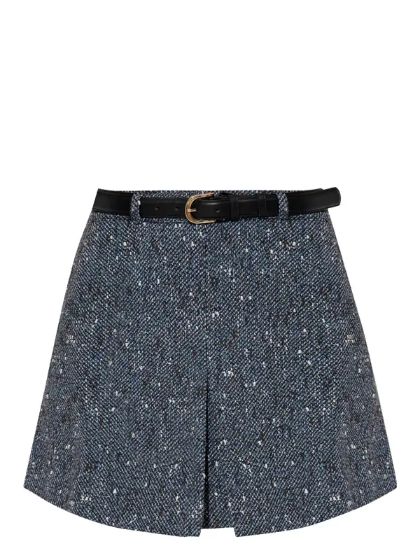SELF-PORTRAIT Bouclé Mini Skirt - Blue