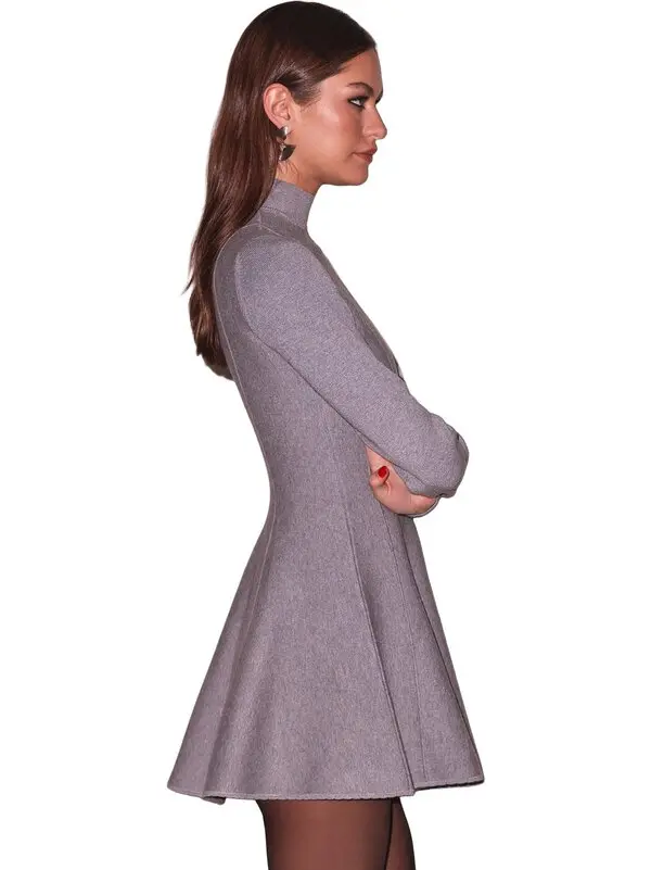 Fleur Du Mal Long Sleeve Flared Corset Dress - Heather Grey