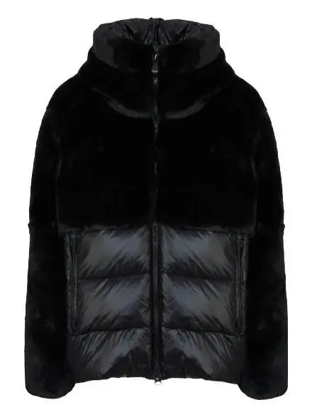 BLAUER. Faux Fur And Nylon Jacket - Black