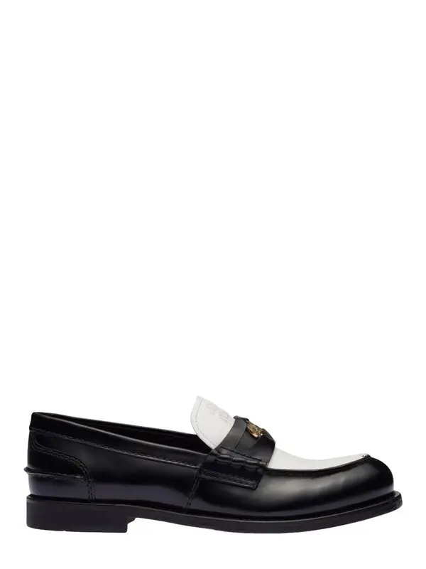 Miu Miu Mocassini Spazzolato Bicolore Loafers - Nero+bianco