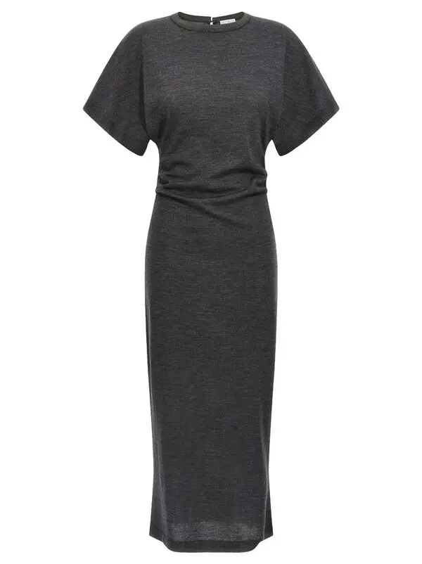 Brunello Cucinelli Wool Knit Midi Dress - Gray