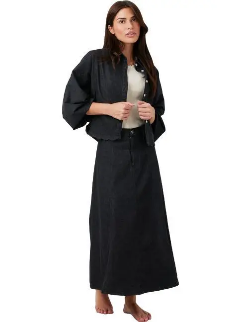 BY TESS COLLECTION Raya Skirt - Dark Wash/black Denim