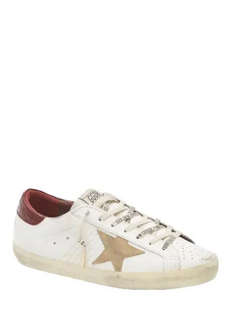 GOLDEN GOOSE Super-star Leather Sneaker - White/ Brown/ Red