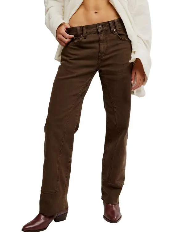 Free People Straight Leg Jeans - Workwear Brown