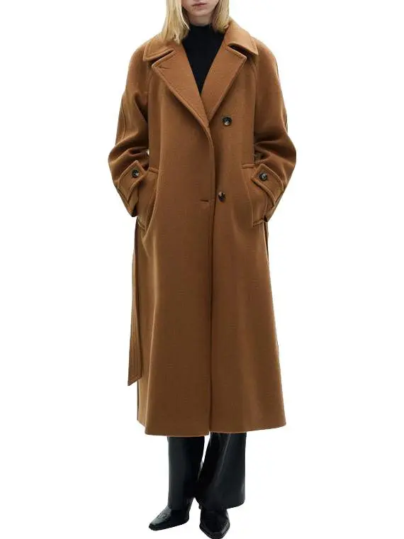 Mango Wool-blend Belted Coat - Brown