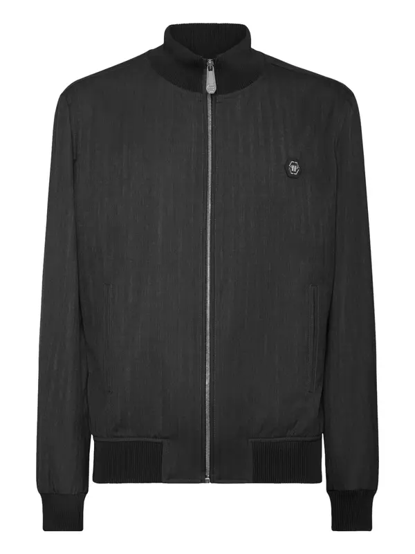 Philipp Plein Wool Bomber Jacket - Black