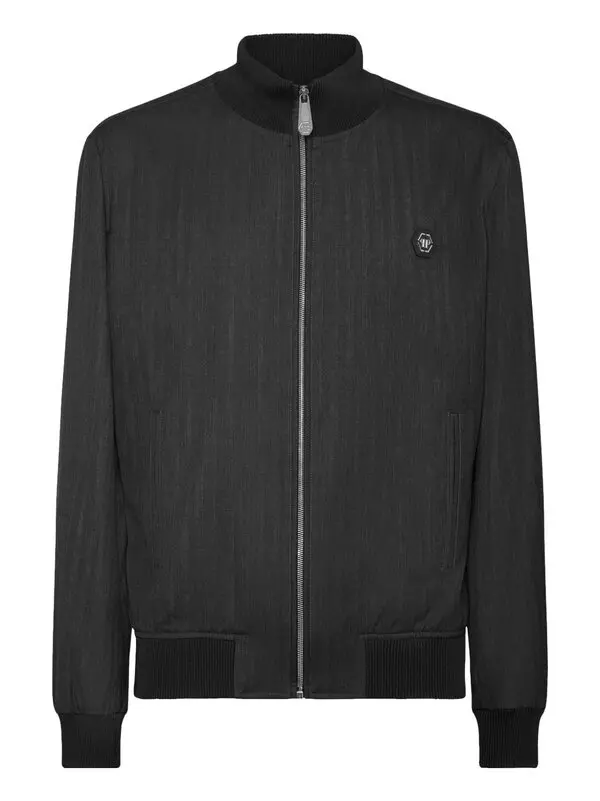 Philipp Plein Wool Bomber Jacket - Black