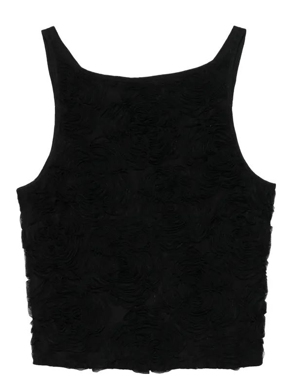 ROTATE BY BIRGER CHRISTENSEN Flower Mesh Top - Black