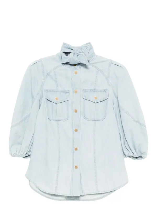 Zimmermann Acacia Denim Lantern Blouse - Blue