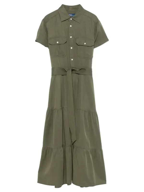 Polo Ralph Lauren Tiered Midi Shirt Dress - Green