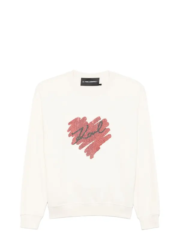 Karl Lagerfeld Crystal-logo Sweatshirt - White