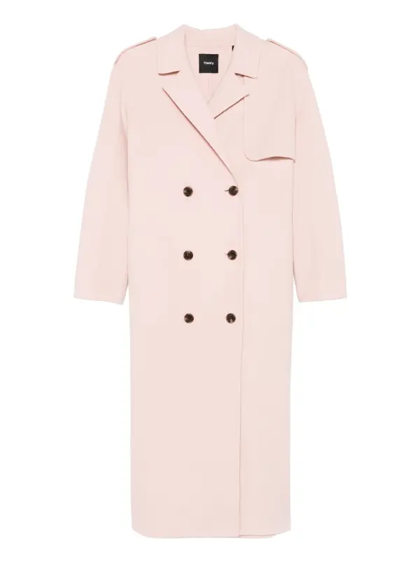 Theory Double-breasted Coat - Neutrals