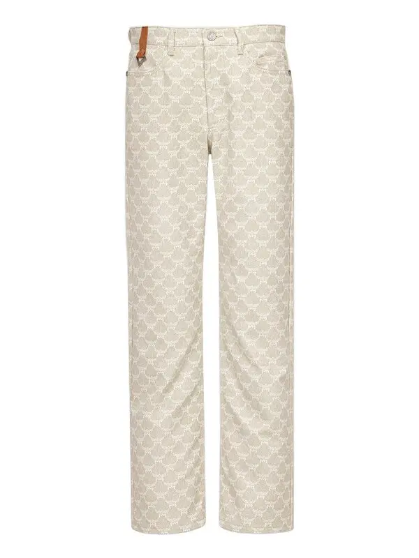 Mcm Lauretos Jacquard Denim Pants - Oatmeal
