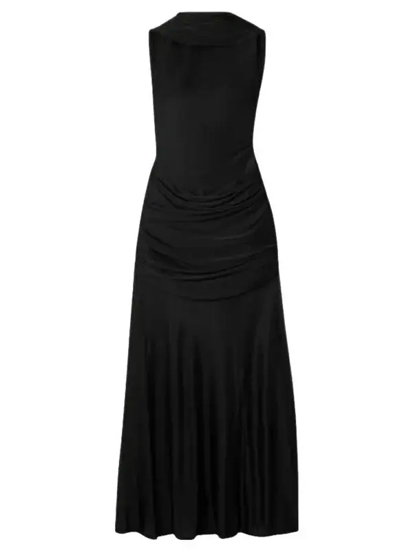 Loewe Embellished Draped Jersey Gown - Black