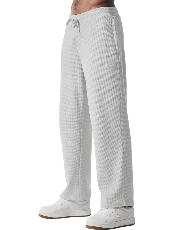 Alo Yoga Elevate Waffle Straight Leg Pants - Athletic Heather Grey