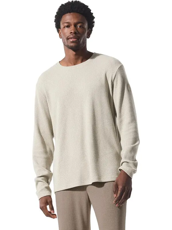 Alo Yoga Elevate Waffle Long Sleeve Crewneck Top - Bone