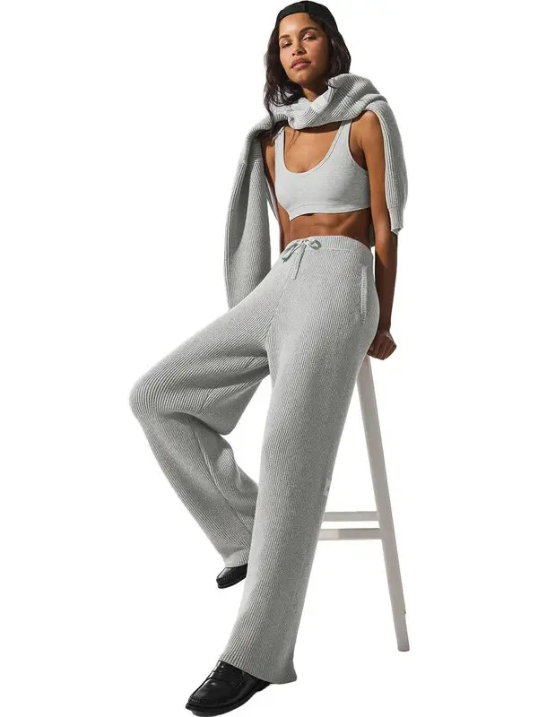 Alo Yoga Domain Rib Knit Sweatpant - Athletic Heather Grey