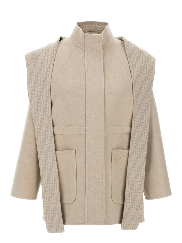Fendi Ff Wool Parka - Beige