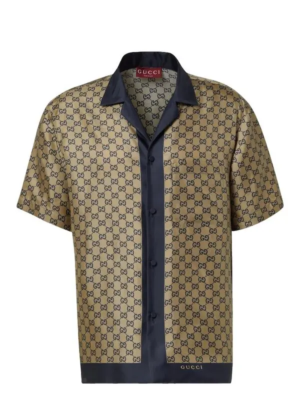 Gucci Gg Printed Silk Shirt - Beige