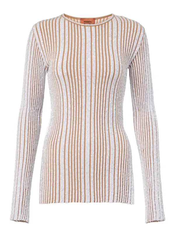 Missoni Sequined Striped Sweater - Beige