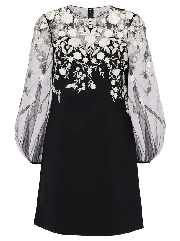 Carolina Herrera Embroidered Minidress - Black