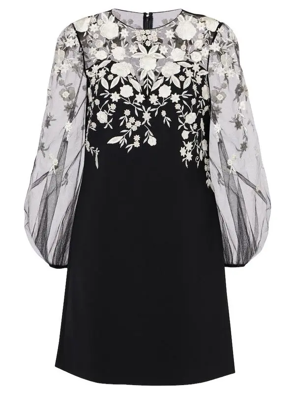 Carolina Herrera Embroidered Minidress - Black