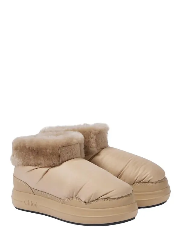Chloé Shearling-lined Ankle Boots - Beige