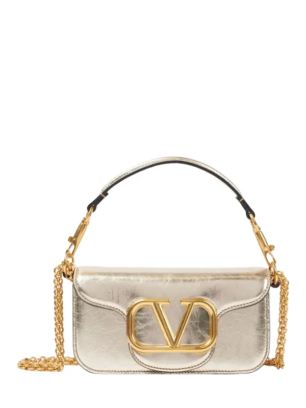 Valentino Garavani Locò Small Leather Shoulder Bag - Metallic