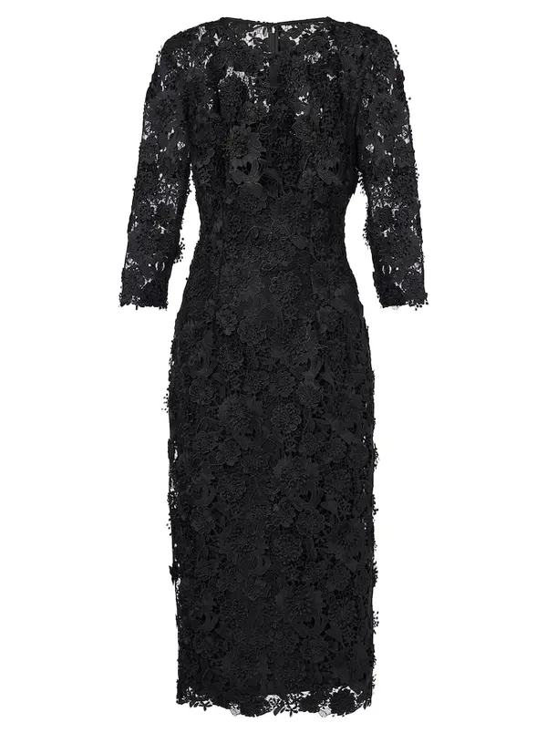 Carolina Herrera Lace Midi Dress - Black