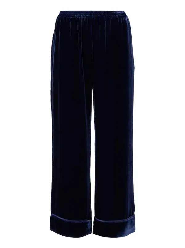 Asceno Brescia Velvet Wide-leg Pants - Blue