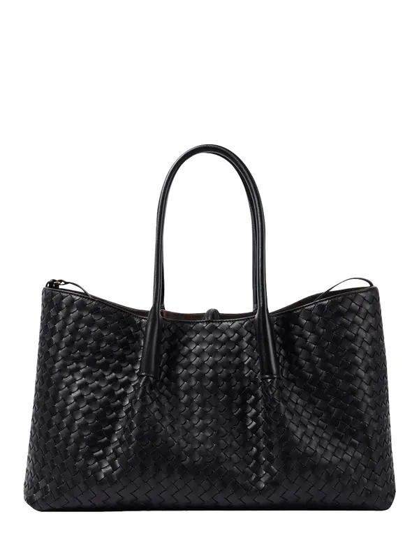 Bottega Veneta Intrecciato Large Leather Tote Bag - Black