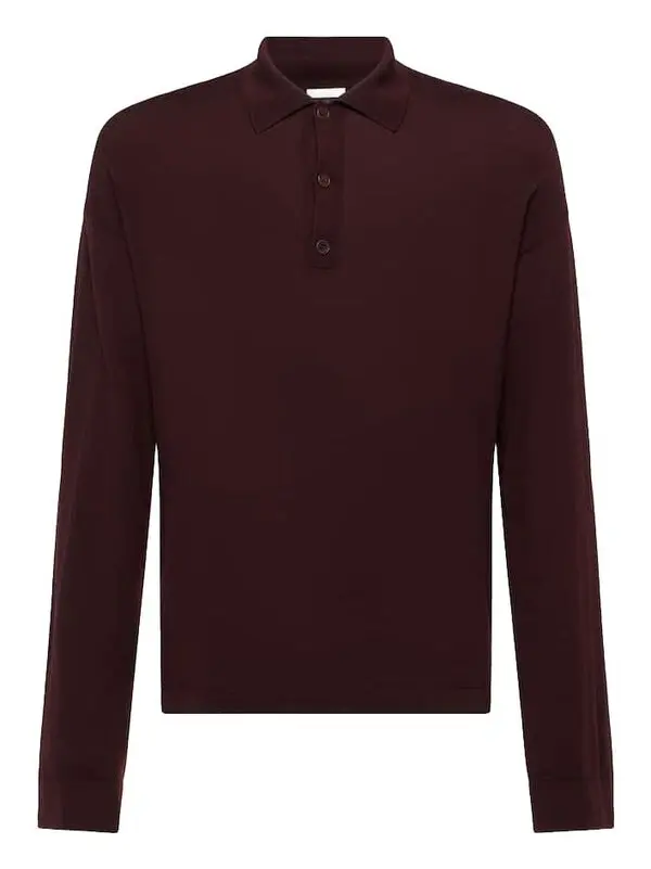 THE ROW Miso Wool Polo Sweater - Burgundy