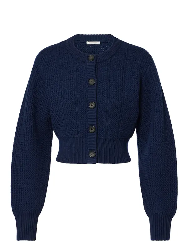 EMILIA WICKSTEAD Albert Cropped Wool Cardigan - Blue
