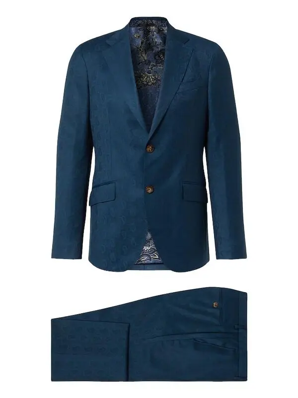 Etro Roma Paisley Silk Suit - Blue