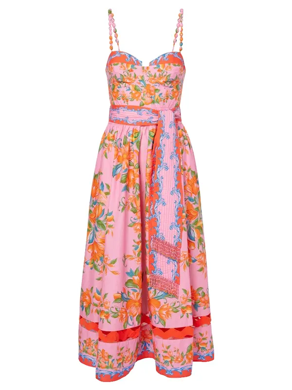 Farm Rio Sicily Flowers Cotton Midi Dress - Multicoloured